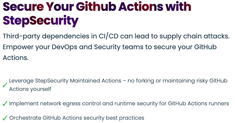 GitHub Actions Security: StepSecurity Platform